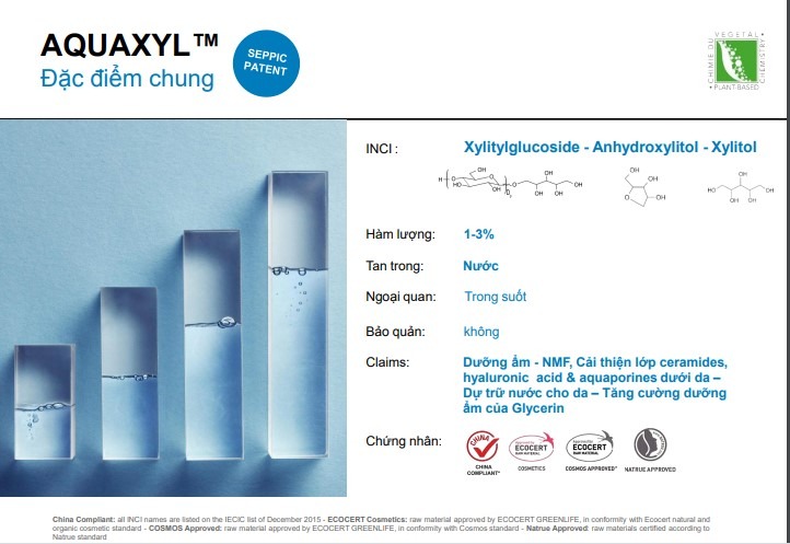 Aquaxyl-SEPPIC/PHÁP - Lacosme Nguyên liệu mỹ phẩm